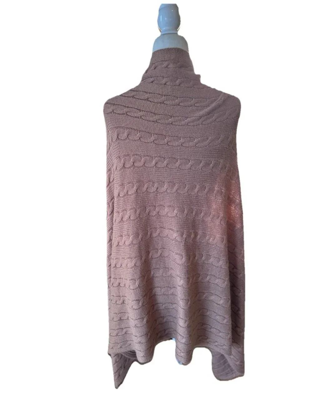Unbranded | Sweaters | Cable Knit Boho Brown Tan Shawl Cape Button Up ...